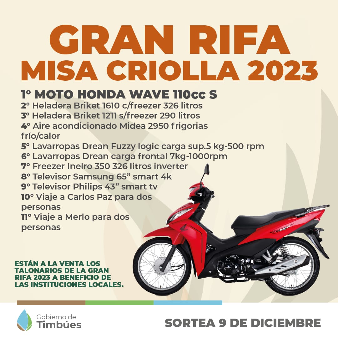 Misa Criolla en Timbúes: Se lanzó la venta de la Gran Rifa 2023